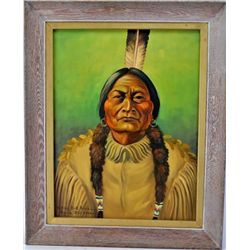 Original painting "Sitting Bull Sioux" by Louis Shipshee 1896-1975 born ...