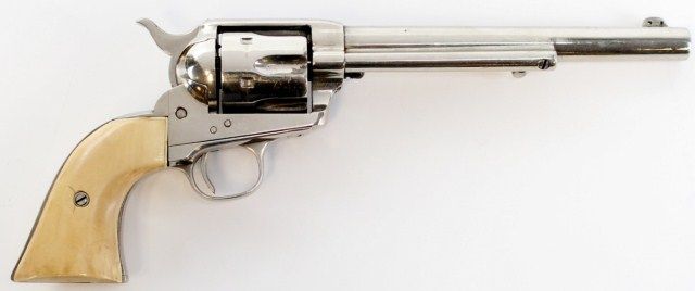 Colt SAA .45 cal SN 142692 black powder revolver 7 1/2" barrel, nickel ...