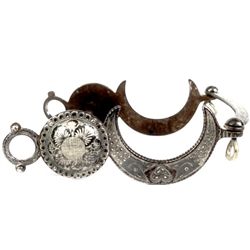 Large crescent moon pattern engraved bit unmarked attributed to El Gato ...