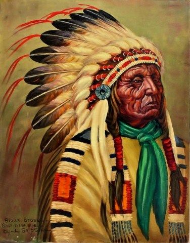 Original painting "Sioux Brave Shot in the Eye" by Louis Shipshee 1896 ...