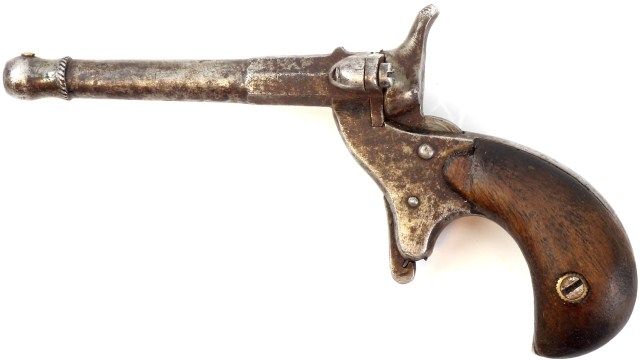 Antique single shot Victorian parlor pistol octagon to round 3" barrel ...