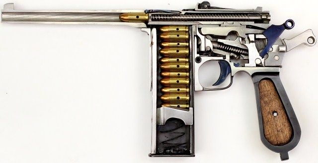 Chinese Mauser cutaway demonstrator model with 12 9mm dummy rounds ...