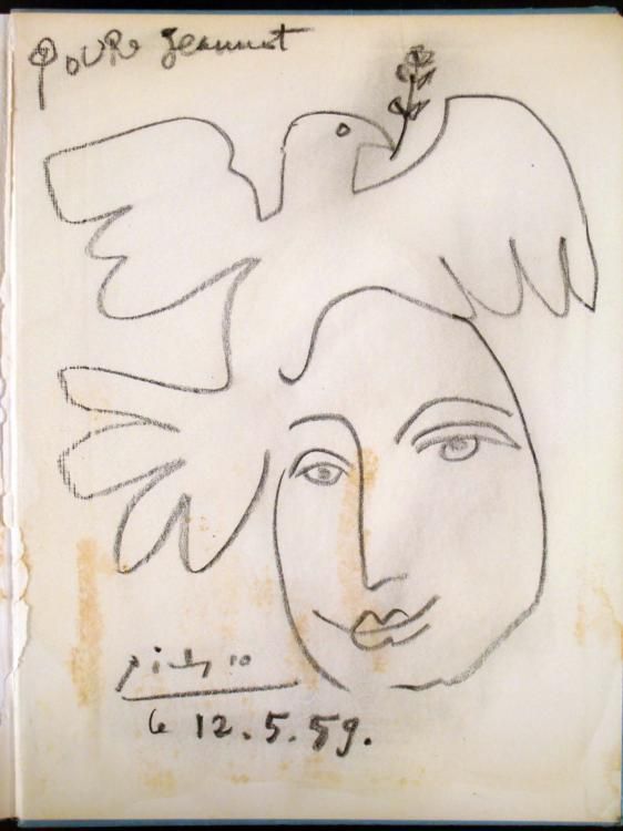 2 Picasso Original Drawings Signed In Exhibit Book 1936