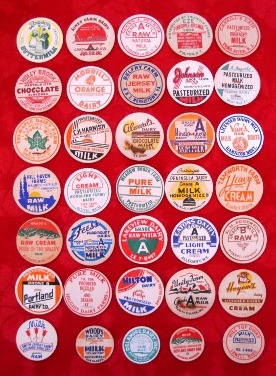 35 Different Vintage Milk Bottle Caps
