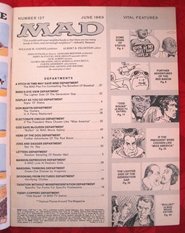 1969 Mad Magazine #127 with Mod Squad on Cover