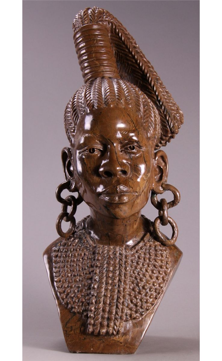 Nicholas Tandi (20th Century), Bust of Woman carve etc.