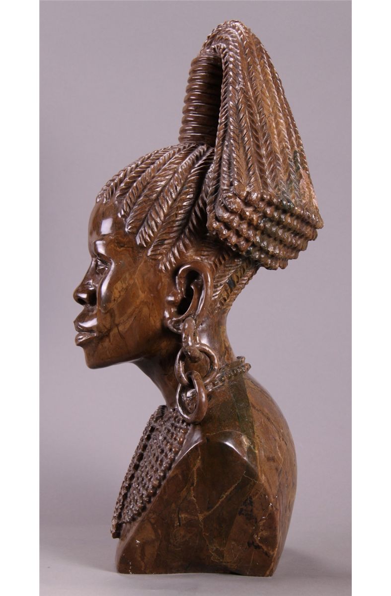 Nicholas Tandi (20th Century), Bust of Woman carve etc.