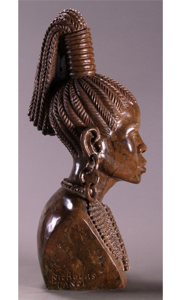 Nicholas Tandi (20th Century), Bust of Woman carve etc.