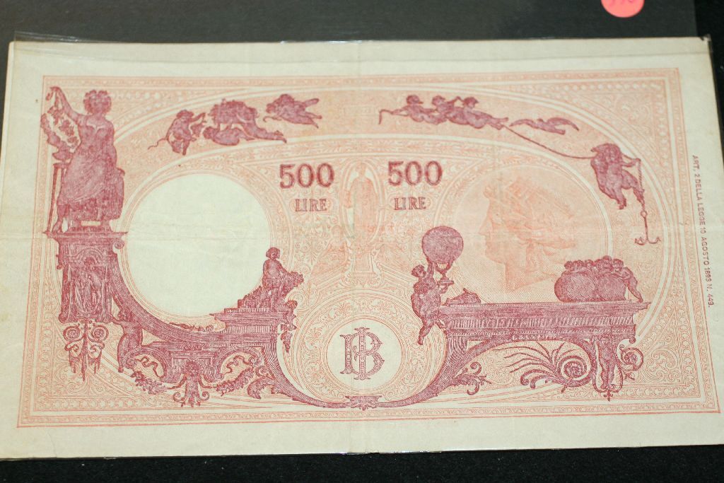 1943 Italy Cinquecento (500) Lire Foreign Bank Note