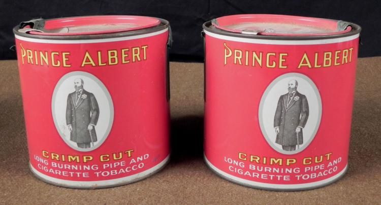 1926 PRINCE ALBERT CRIMP CUT BURNING PIPE TOBACCO CANS
