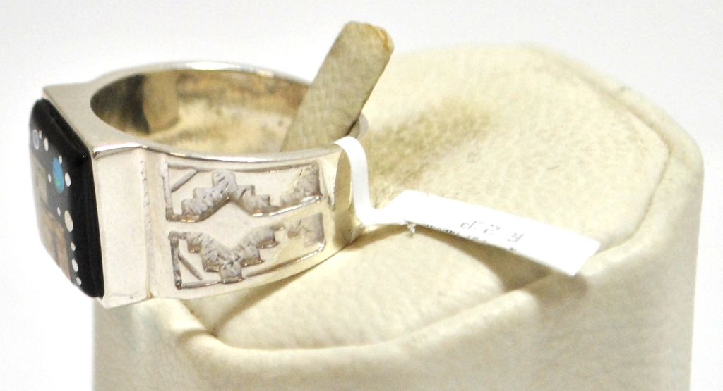 Navajo Multi-Stone Night Sky Pueblo Inlay Sterling Silver Men's Ring ...