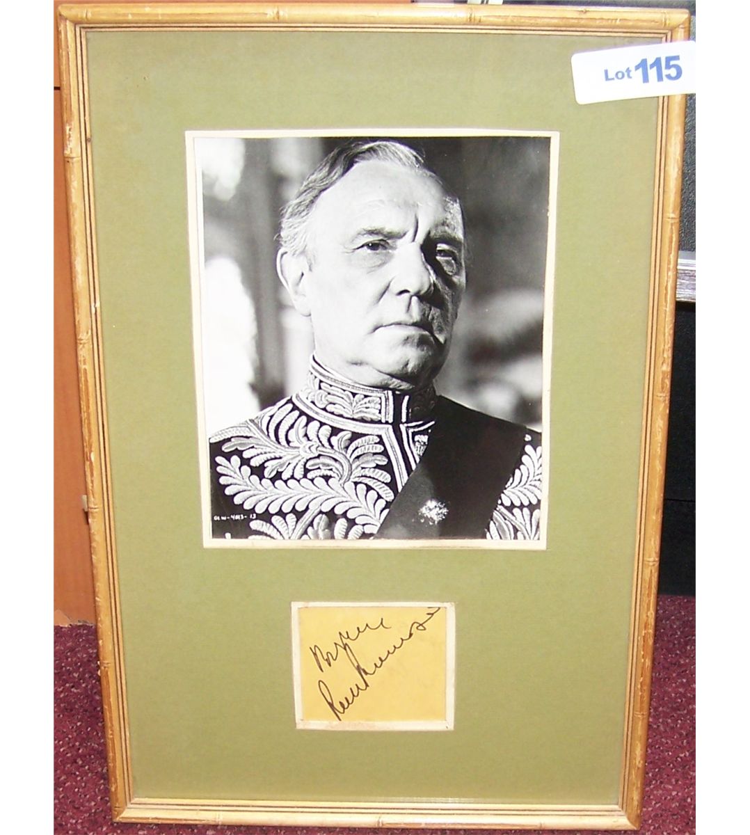 Sir Ralph Richardson Signed Cutout and Photo, Framed.