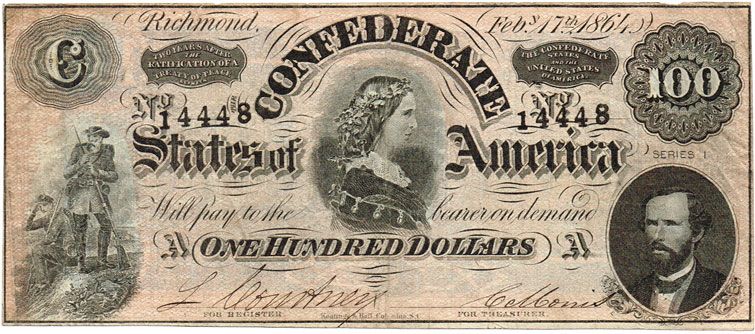 1861-5: American Civil War banknotes including Confederate States issues