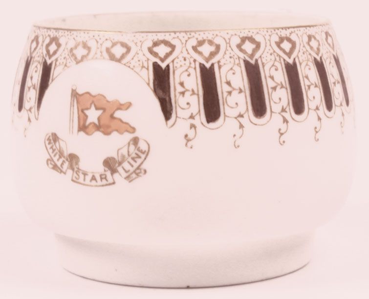 circa 1910: White Star Line 'wisteria' pattern tea cup