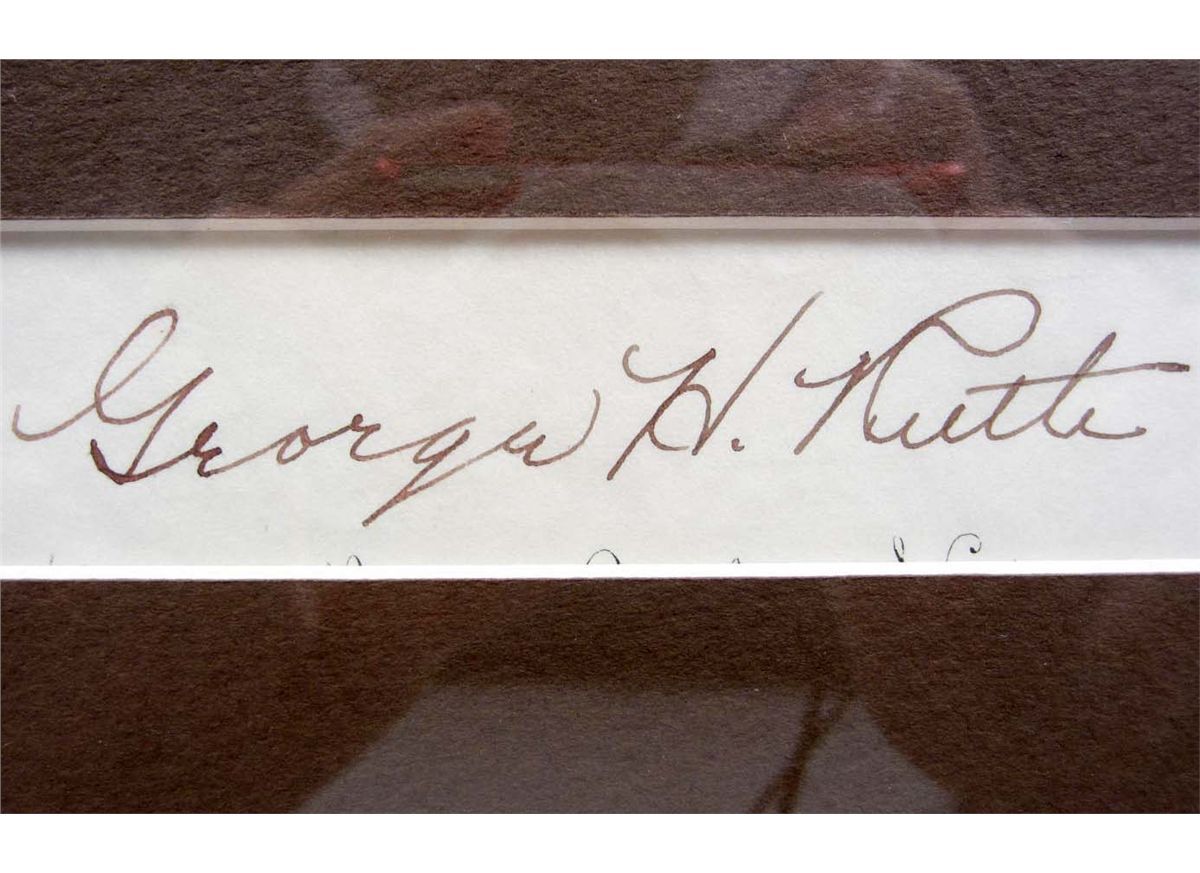 BABE RUTH CUT SIGNATURE W/ PICTURE - FRAMED W/ COA