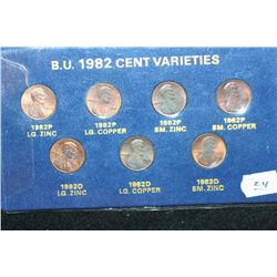 1982 Lincoln Penny Varieties, P&D Mints, BU