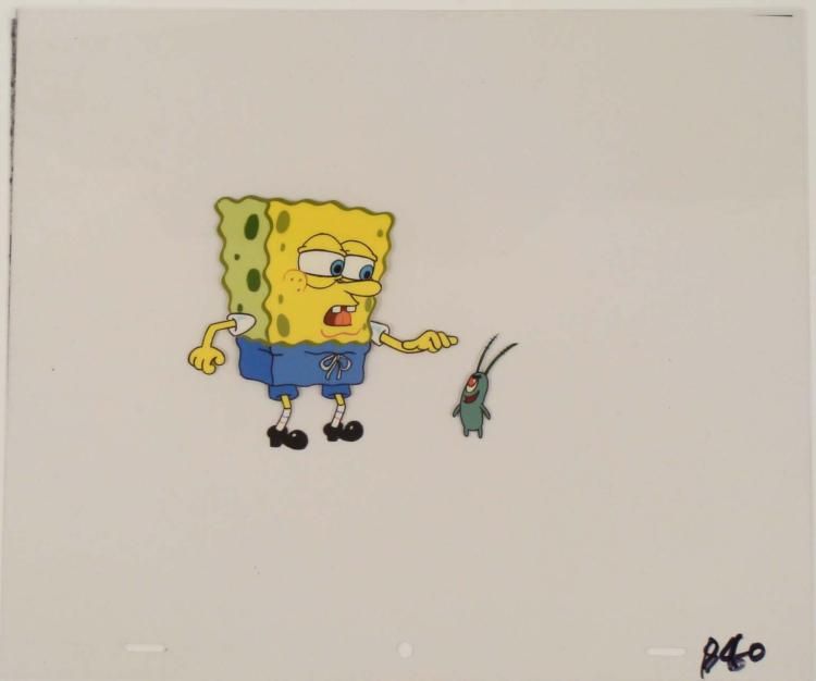 Orig 2 Layer SpongeBob Animation Cel Plankton Control