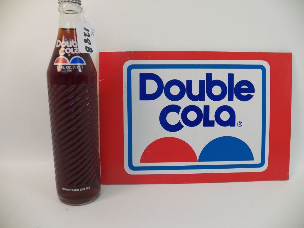 Double Cola Sign W/Double Cola Bottle -- sign measures 12" x 8 1/2"