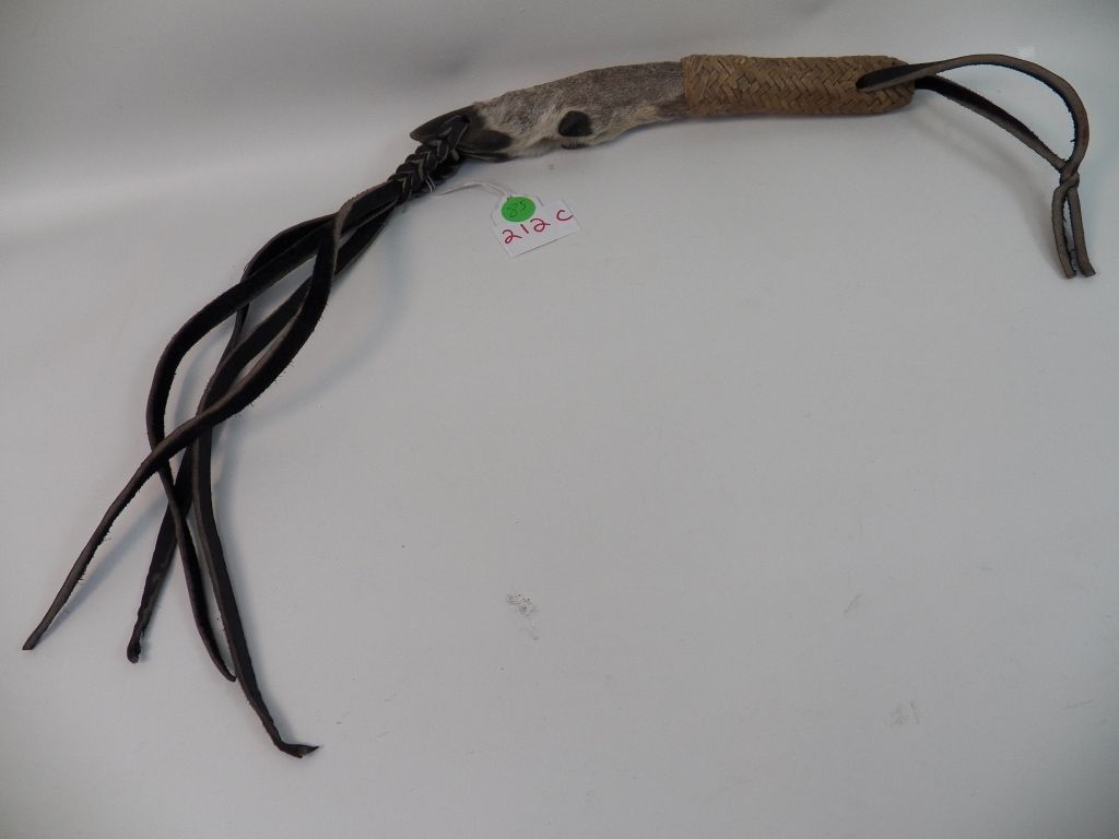 Vintage Deer Foot Leather Whip - approx 24"