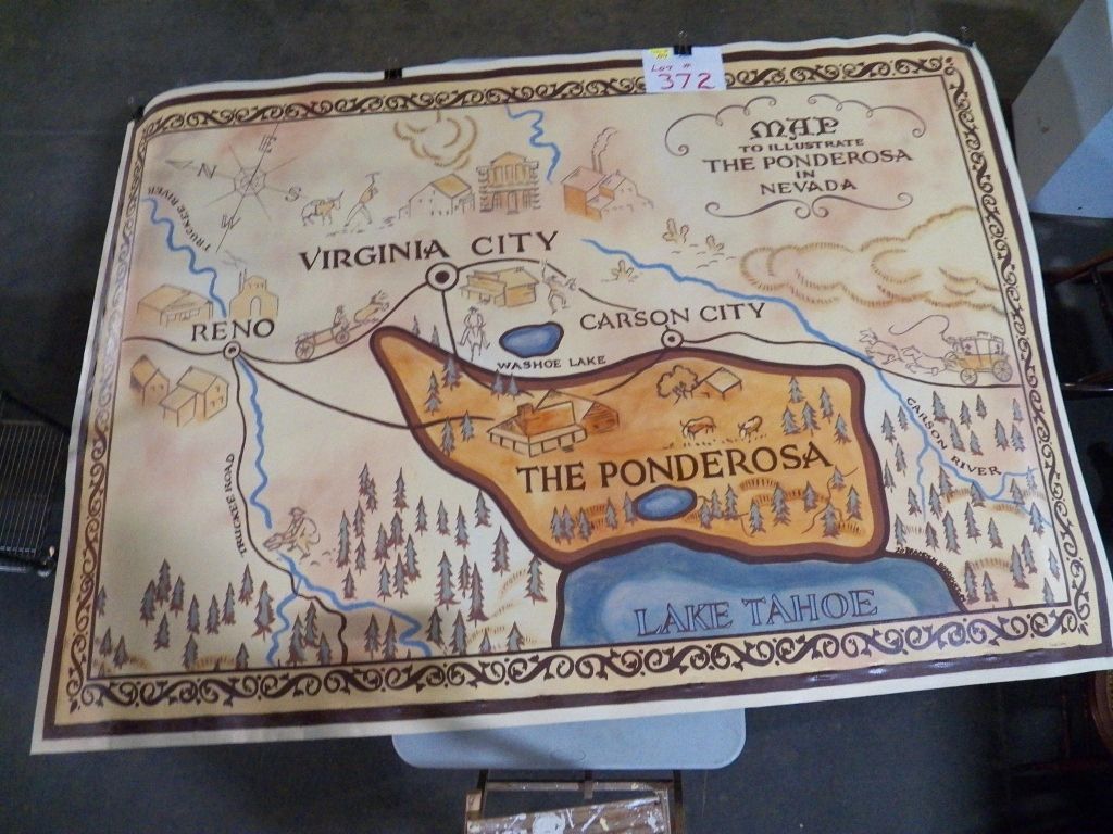 The Ponderosa Map Signed -- Branden Rodriguez 2004 approx. 98" x 68"