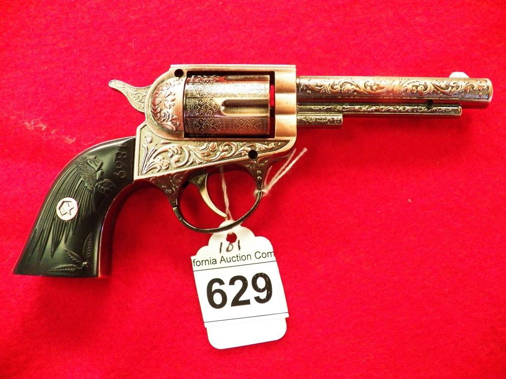 Very Ornate Cigarette Gun Black Handles with Indian Chief