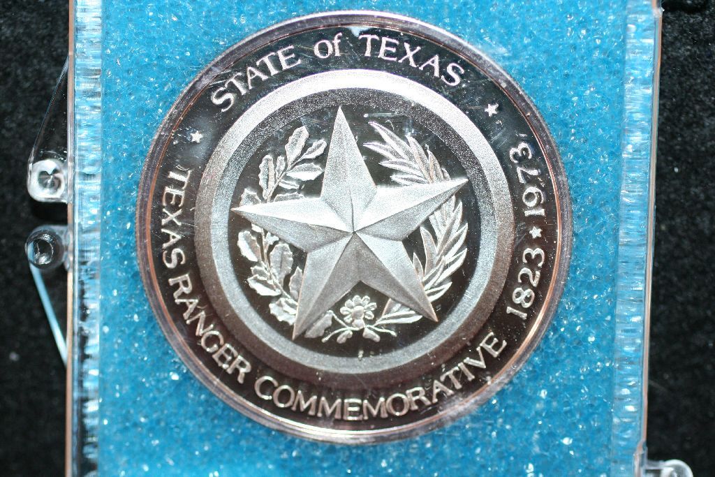 State of Texas, Texas Ranger Commerative Sesquicentennial Silver Round ...