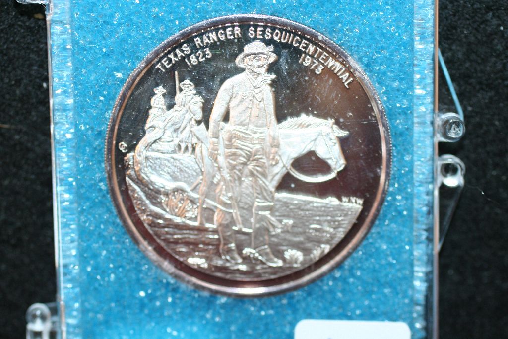 State of Texas, Texas Ranger Commerative Sesquicentennial Silver Round ...