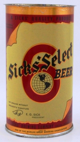 Sick's Select Flat top Beer can