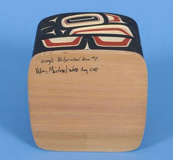 Carved and Painted Bent Wood Bulge Box with Eagle Design by Victor West ...