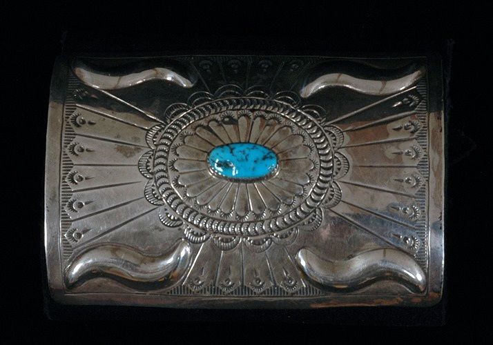 Navajo Silver and Turquoise Ketoh (Bow Guard) 3"x 4" Fine Condition