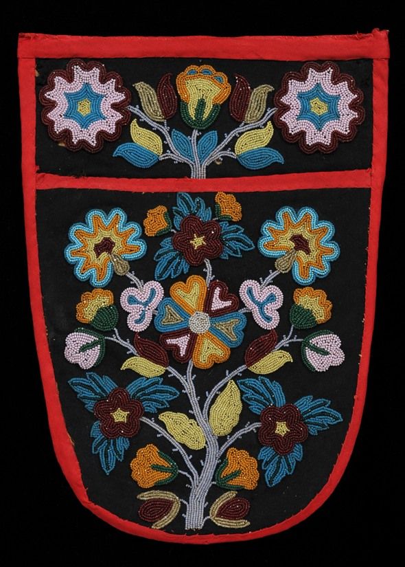 Central Cree-Metis Fire Bag, Very Finely Beaded Floral Design 10"x 7 ...