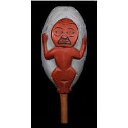 Coast Salish Dance Rattle Carved with Human and Lizard 13" H. 5" W ...