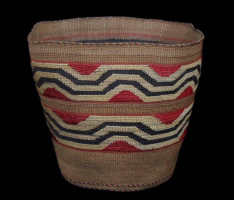 Tlingit Spruce Root Basket ca. 1900 with Banded False Imbricated Design ...