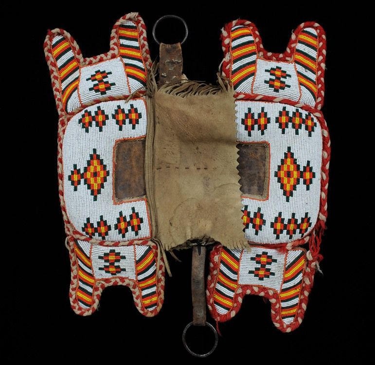 Assiniboine Beaded Pad Saddle with Geometric Design on Deer Hide ca ...