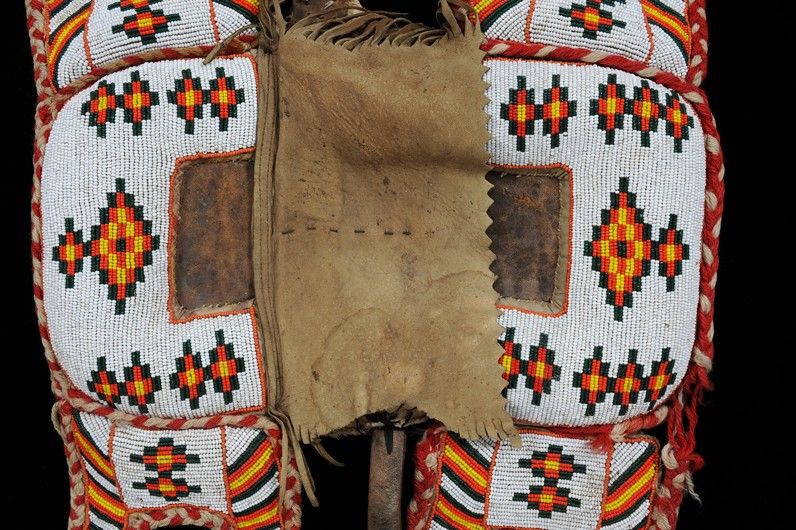 Assiniboine Beaded Pad Saddle with Geometric Design on Deer Hide ca ...