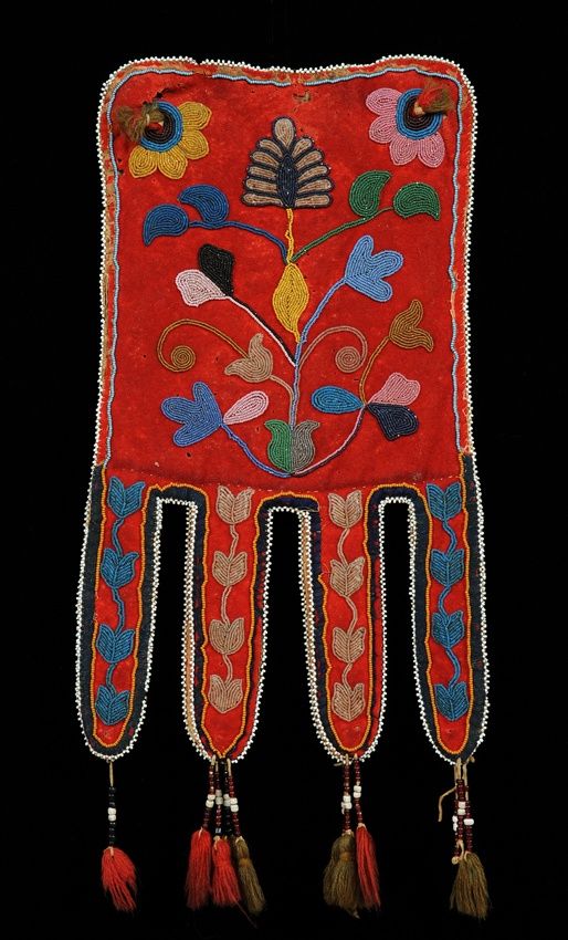 Red River Metis Beaded Octopus Bag ca. 1840-1860 with Floral Design on ...