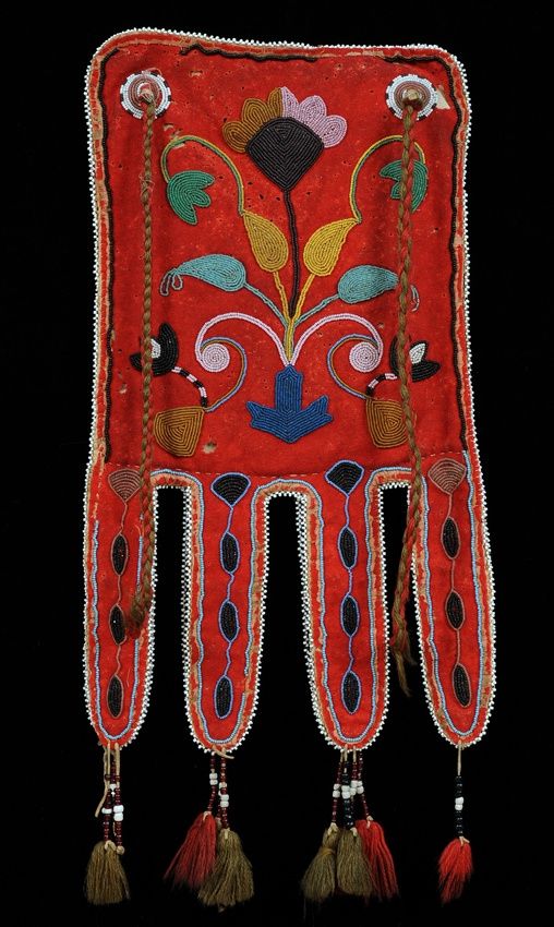 Red River Metis Beaded Octopus Bag ca. 1840-1860 with Floral Design on ...