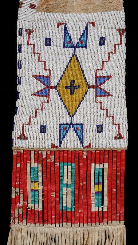 Northern Cheyenne/Ogallala Sioux Beaded Pipe Bag with Geometric Design ...