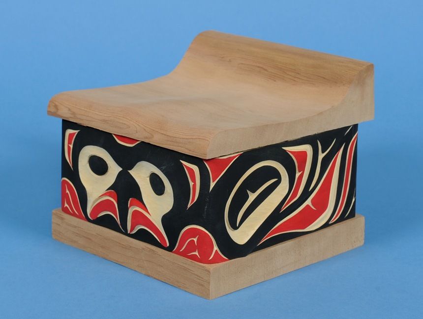 Carved and Painted Bent Wood Bulge Box with Owl Design by Troy ...
