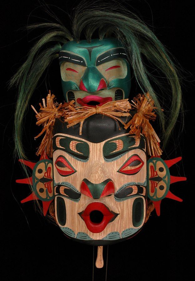 Kwakwaka'wakw Articulated Dzunukwis Mask, "Wild Woman of the Sea and ...
