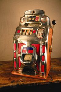 Jennings & Co., antique dime slot machine, 1940’s, chrome, case iron ...