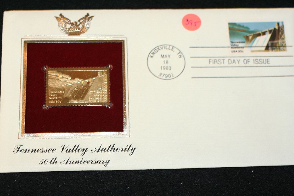 1983 First Day Issue 22K Gold Replica Stamp W/Postal Stamp; Tennessee ...
