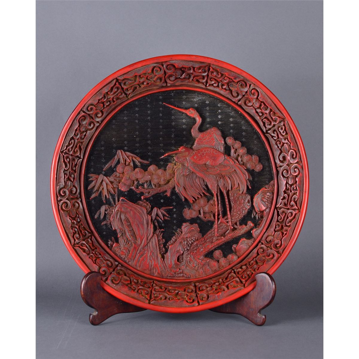 Chinese Cinnabar Lacquer Carved Plate