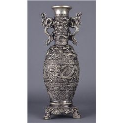 Chinese Silver Ming Dynasty Vase Marked