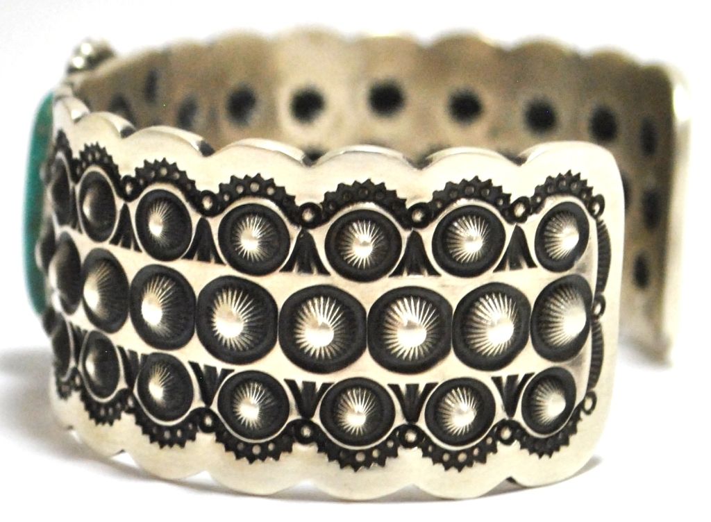 Old Pawn Navajo Candelaria Turquoise Sterling Silver Cuff Bracelet ...