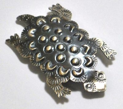 Navajo Sterling Silver Turtle Pendant & Pin - Tim Yazzie