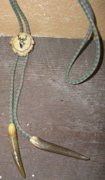 Vintage Antler Bow-Tie with Antler Ends & Bolo *DEER* image on Bolo!!