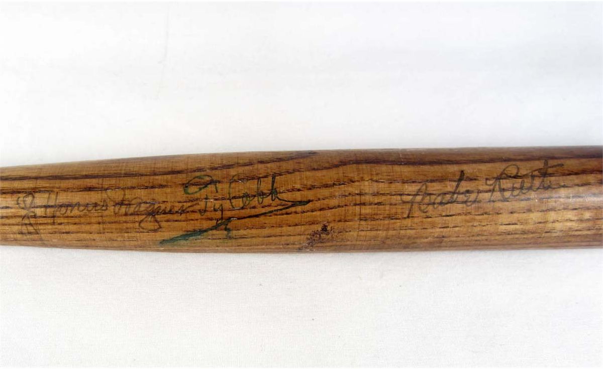 MULTI-SIGNED MINI BASEBALL BAT - TY COBB, BABE RUTH, HONUS WAGNER