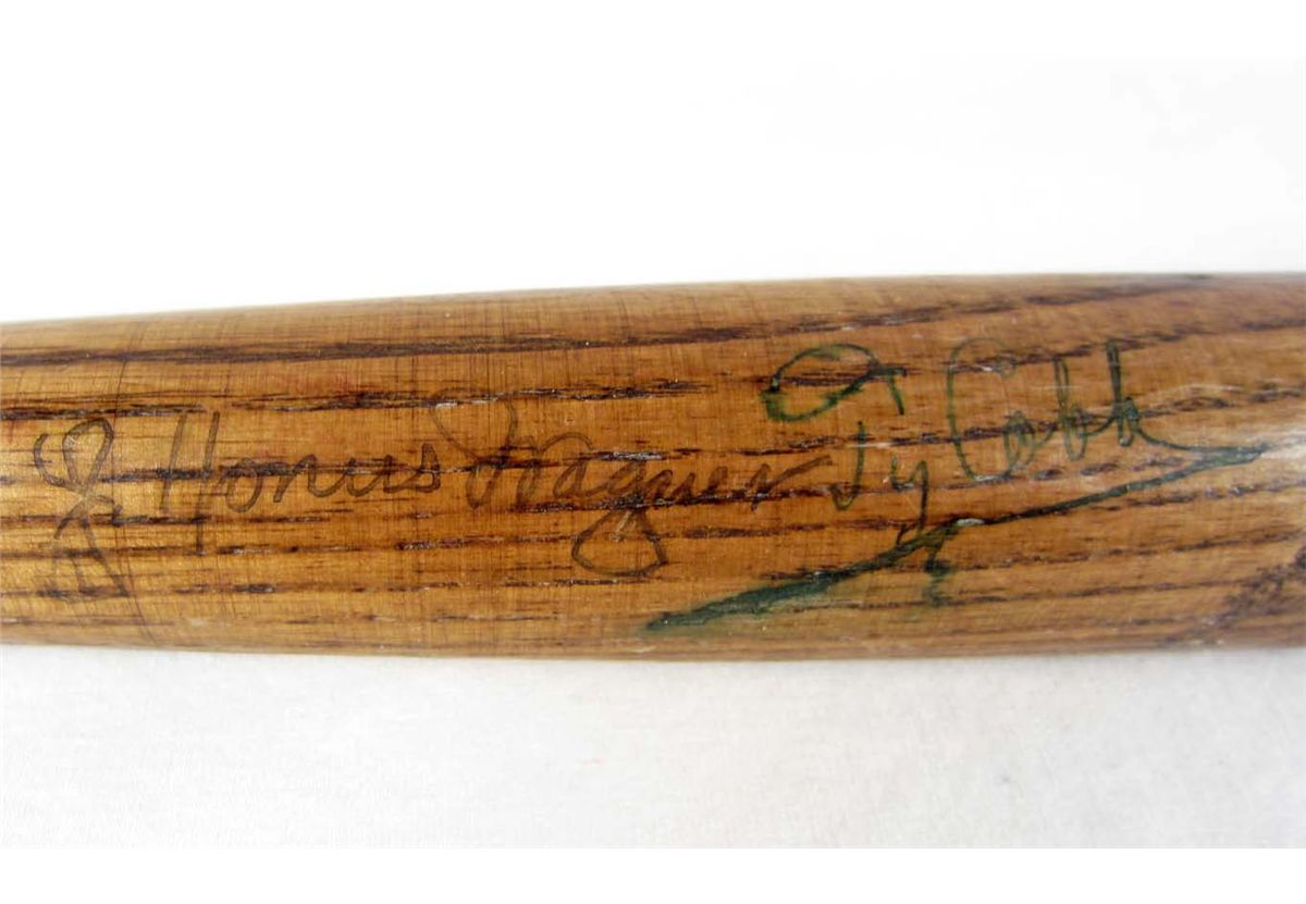 MULTI-SIGNED MINI BASEBALL BAT - TY COBB, BABE RUTH, HONUS WAGNER