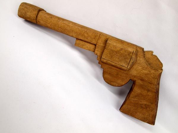 Americana Folk Art Carved Wooden Revolver